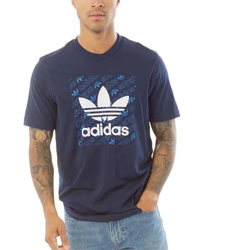 Adidas Monogram Mens T Shirts Sports Tee Navy - Top Brand Outlet UK
