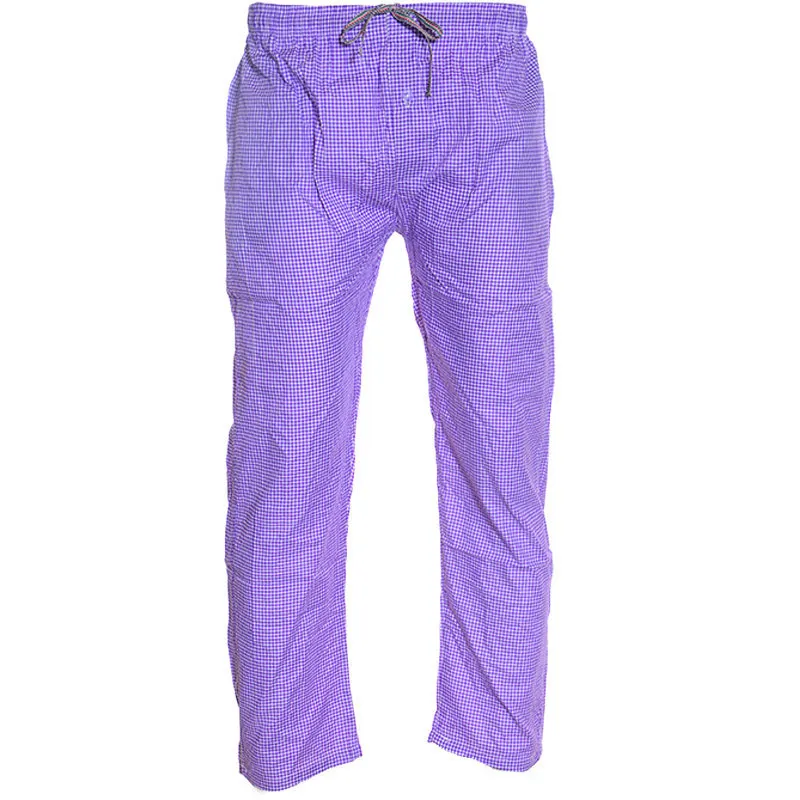 Mens Pyjama Cotton Woven Check Sleeping Sleepwear Purple Chess - Top ...